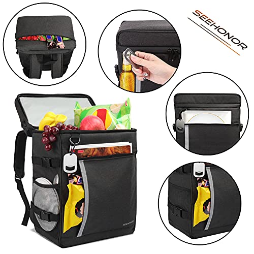 Insulated Cooler Backpack Leakproof Backpack Cooler 45 Can Large Soft Cooler Bag to Picnic Travel for Men Women (Black-grey)