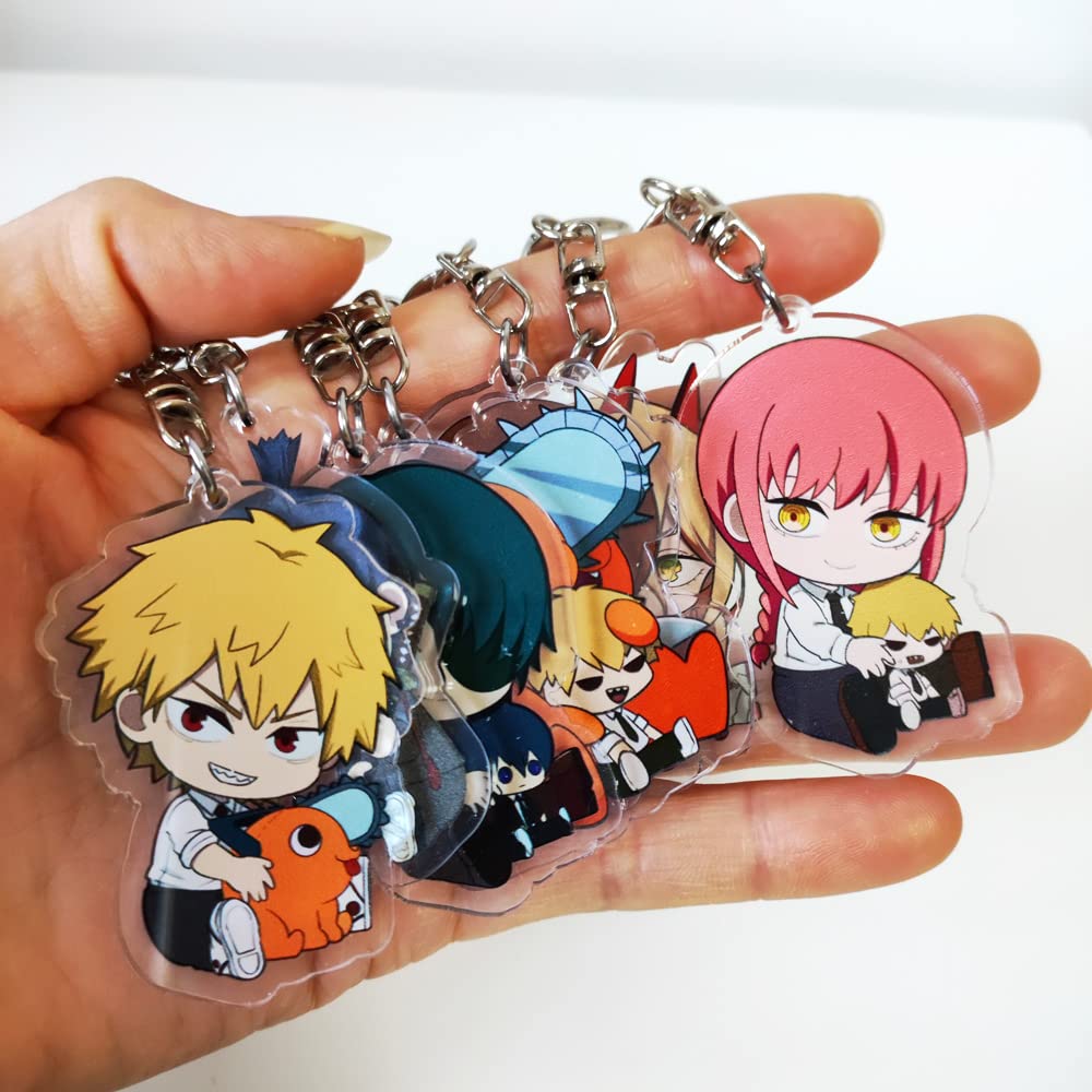 JCvCX 7pcs Denji Keychain Makima Power Reze Kobeini Cosplay Keychains Keyring Kobeini Keychain