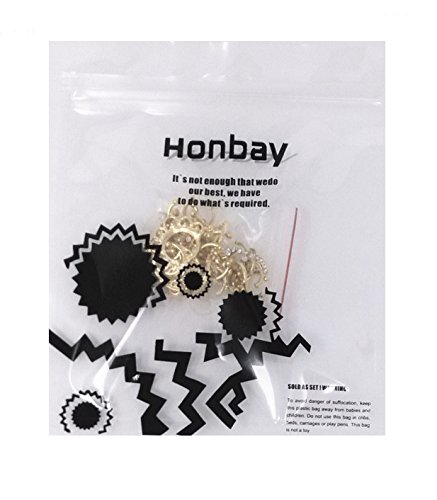 Honbay 20pcs Fake Septum Clicker Nose Ring Rhinestone Non Piercing Hanger Clip Body Jewelry (Gold)