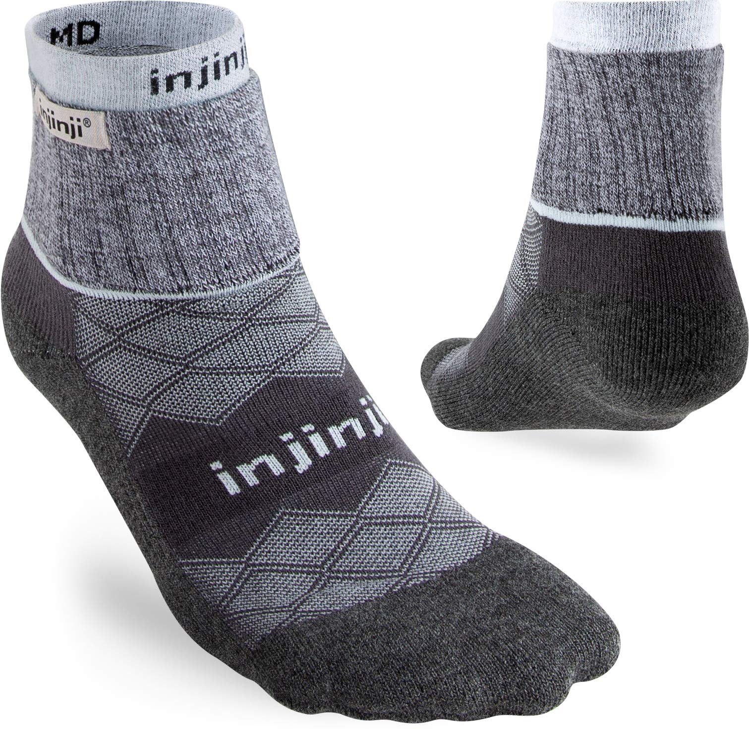 Injinji Women's Liner + Runner Mini-Crew (Medium/Large, Gray)