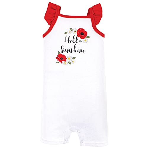 Hudson Baby Unisex Baby Cotton Rompers, Poppy Daisy, 3-6 Months