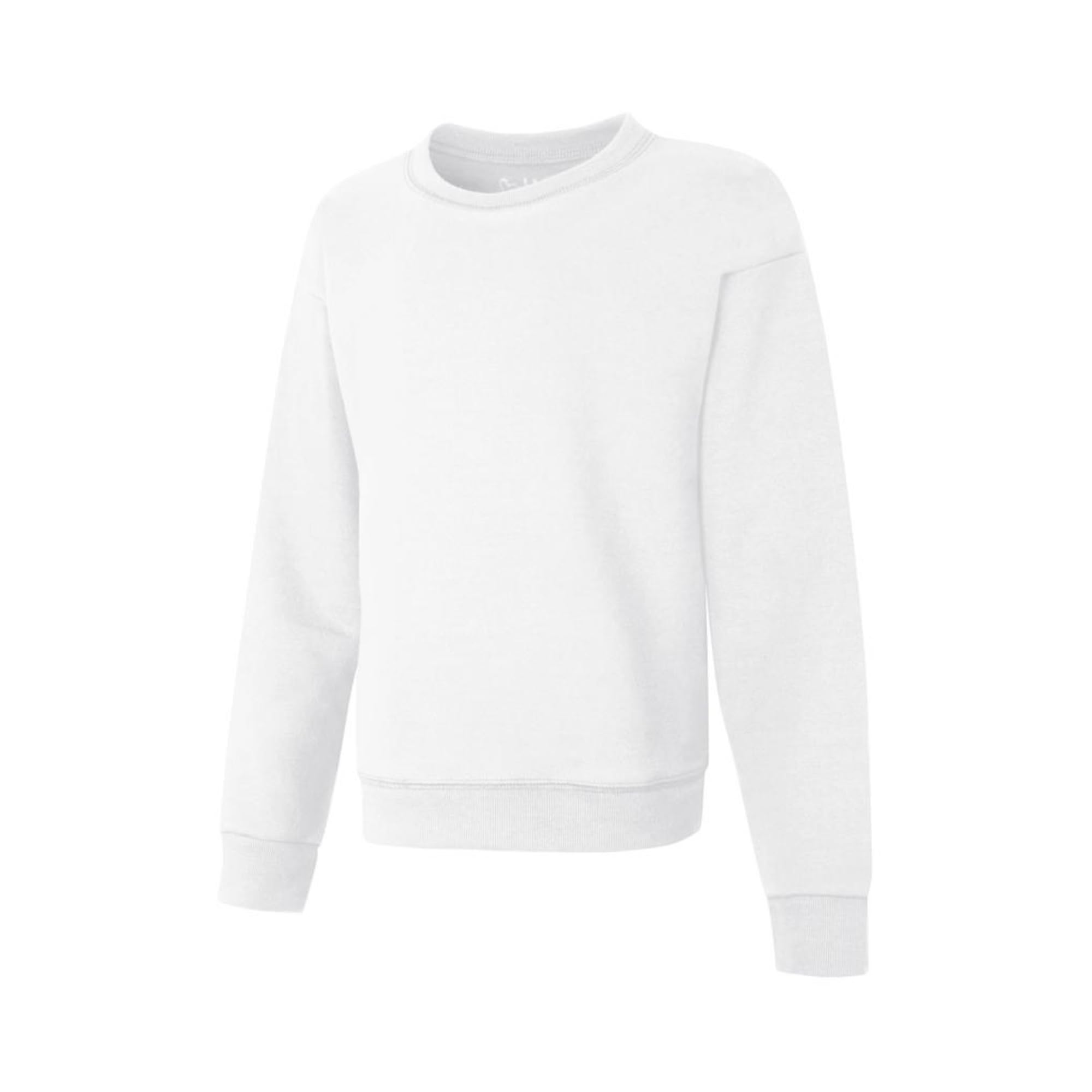 Hanes Girls Ecosmart Crewneck Sweatshirt, Soft Midweight Fleece Pullover For, White, Large US
