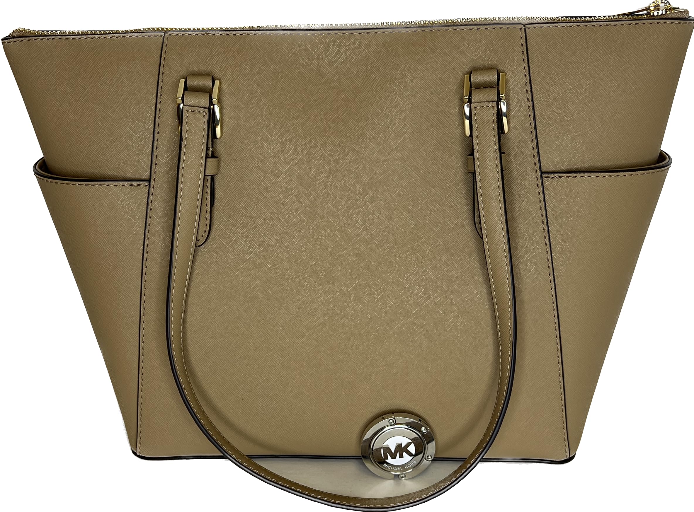 Michael Kors Charlotte Large Zip Tote bundled with matching Continental Wristlet and Purse Hook (Sig MK Mulberry)
