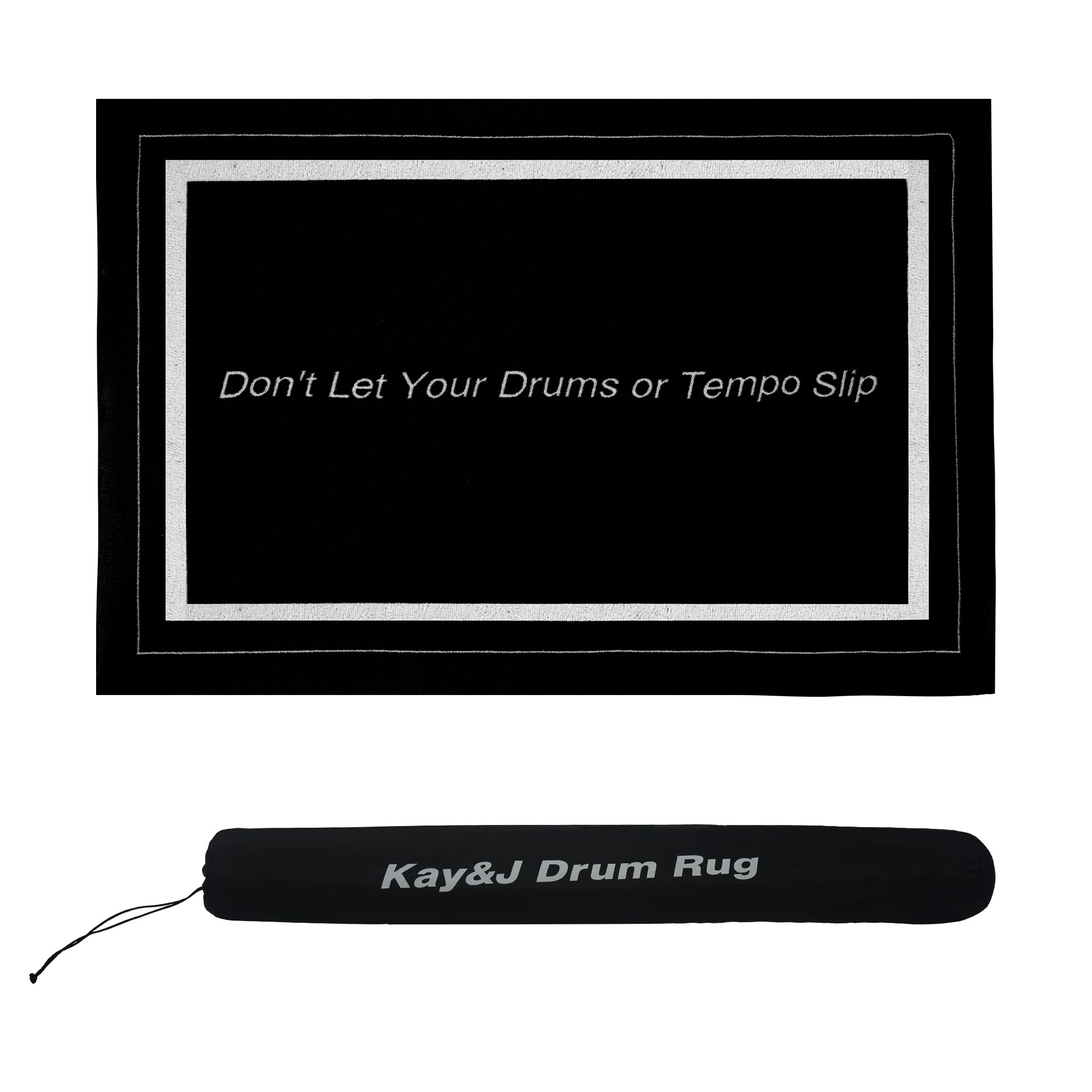 Kay&J Drum Rug Carpet with Carry Bag, Drum Mat, 4x6 Ft, Non-Slip,Stop Your Drum Set from Moving, Great Gift for Drummers, Drum Accessory, Black Drum Rug