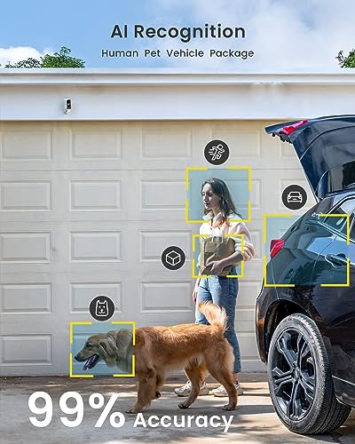 Smart Outdoor Security Camera System: 2-Pack 2K Wireless Surveillance Cameras with Battery Power, Siren & AI Detection, Alexa Compatible, IP65 Waterproof