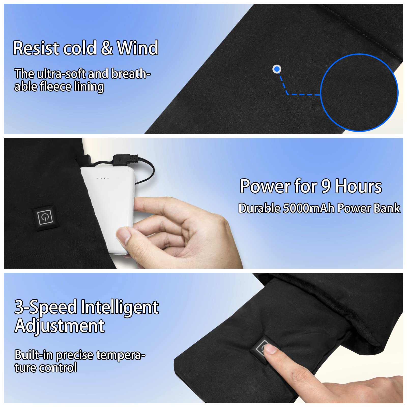 JOYTEK 2024 Upgraded Heated Scarf for Men/Women Three Temp settings with 5000mAh Power Bank