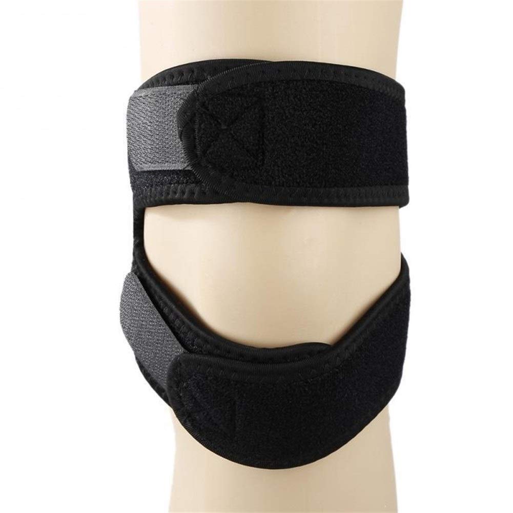 Junww Breathable Knee Pad Double Head Patella Knee Brace Sport Knee Strap Support Injury Arthritis Tendon Tension Pressure Protection (Color : Black)