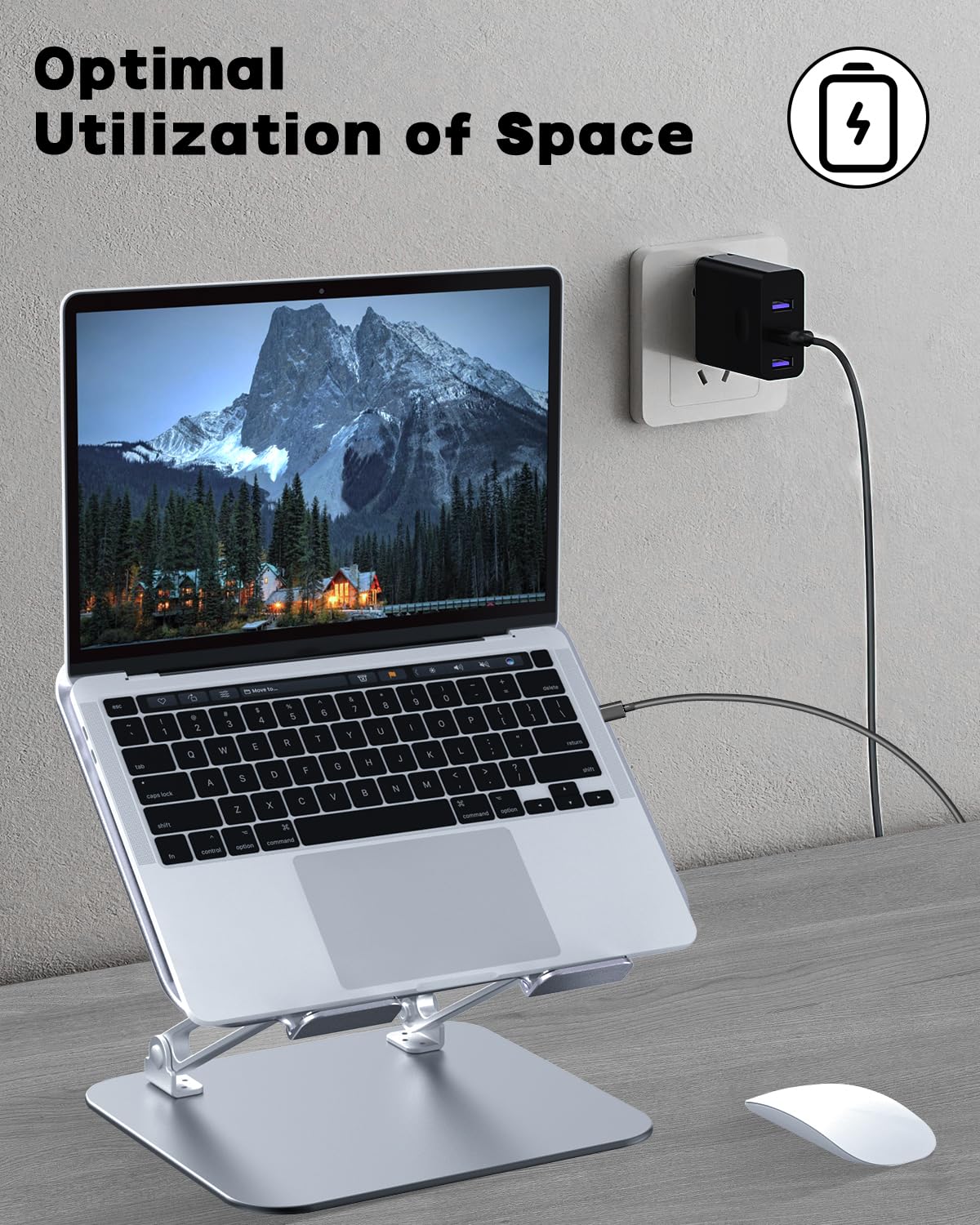 HUAEU Laptop Stand for Desk Adjustable Laptop Holder - Portable Computer Stand Ergonomic Stand for MacBook, MacBook Pro Laptop, Chromebook and All Other 10- to 17-Inch Notebo Laptops Silver
