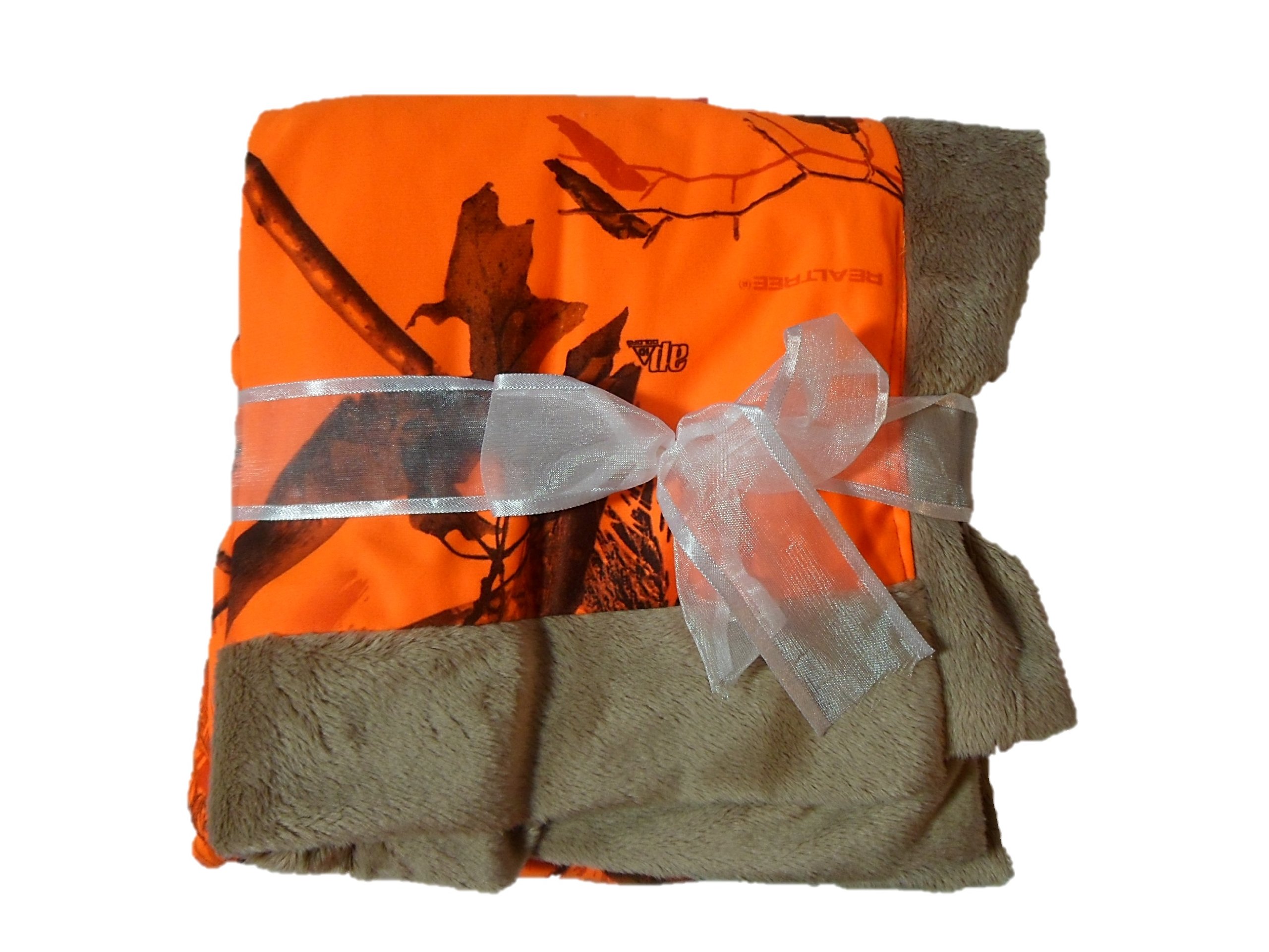 Realtree Blaze Orange Camo Baby Blanket Super Soft Faux Suede Front Microfur Backing 34 x 34 Camo Receiving Blanket