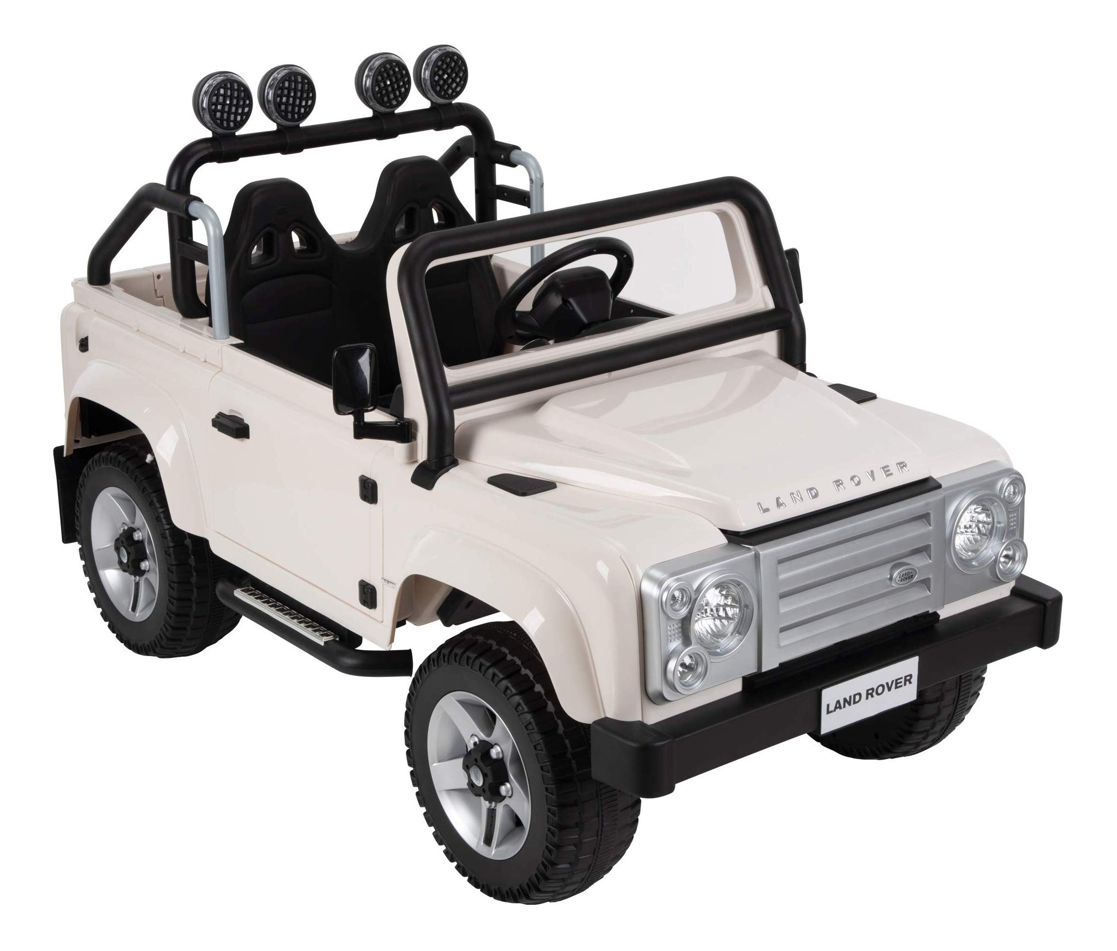 Huffy Kid Electric Ride On 12V Land Rover SUV White, Two Seater, Crisp White (17489P)