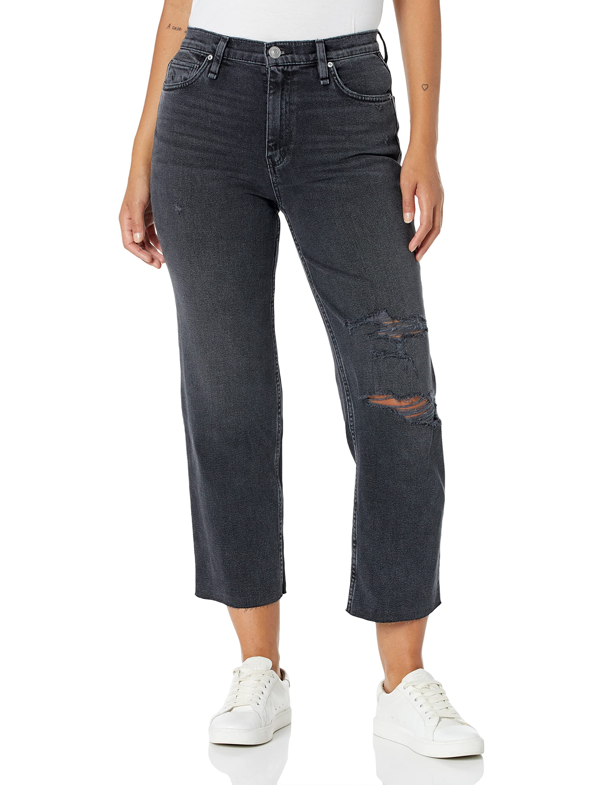 Hudson Jeans Women's Remi High Rise, Cropped, Straight Leg Jean, Black rain, 27