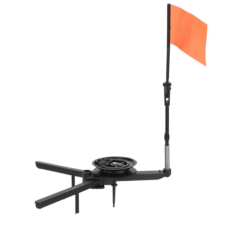 Ice Fishing Rod, Tip-Up Hand Compact Metal Pole Orange Flag for Ice Fishing Angler Tackle