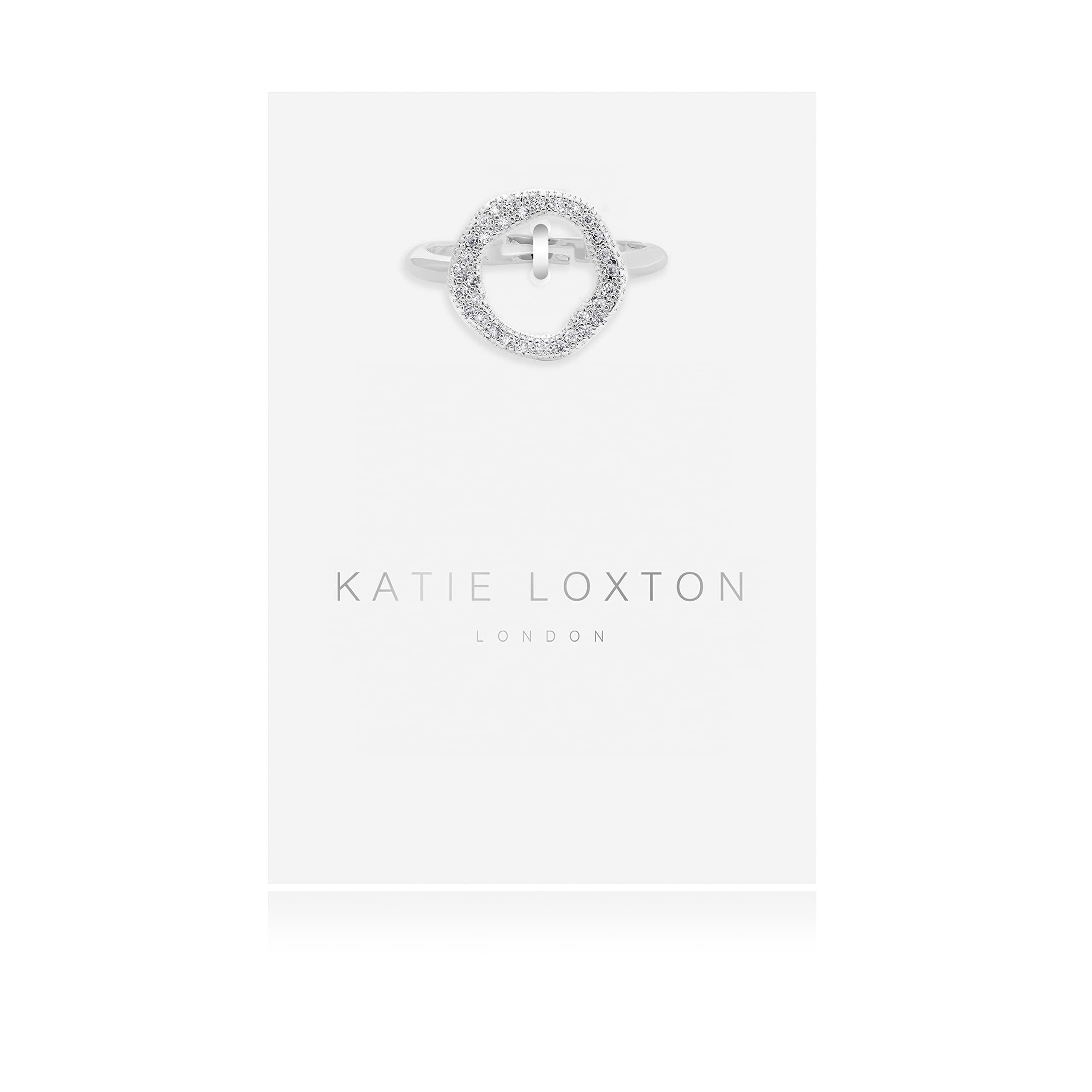 KATIE LOXTON Lucia Lustre Womens Boxed Silver Plated One Size Adjustable Band Style Ring Organic Pave Round
