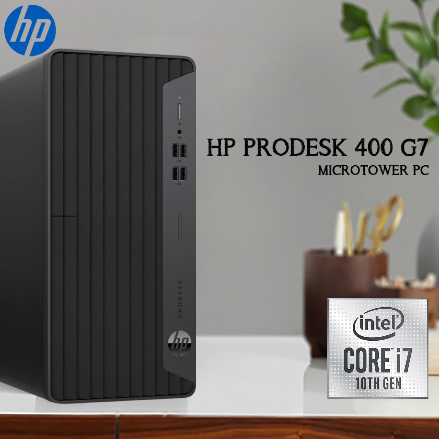 HP ProDesk 400 G7 Business Microtower Desktop, Intel Core i7-10700 Processor, 32GB RAM, 2TB SSD, DVD-RW, DP, Wired Keyboard & Mouse, Wi-Fi, Windows 11 Pro, Black