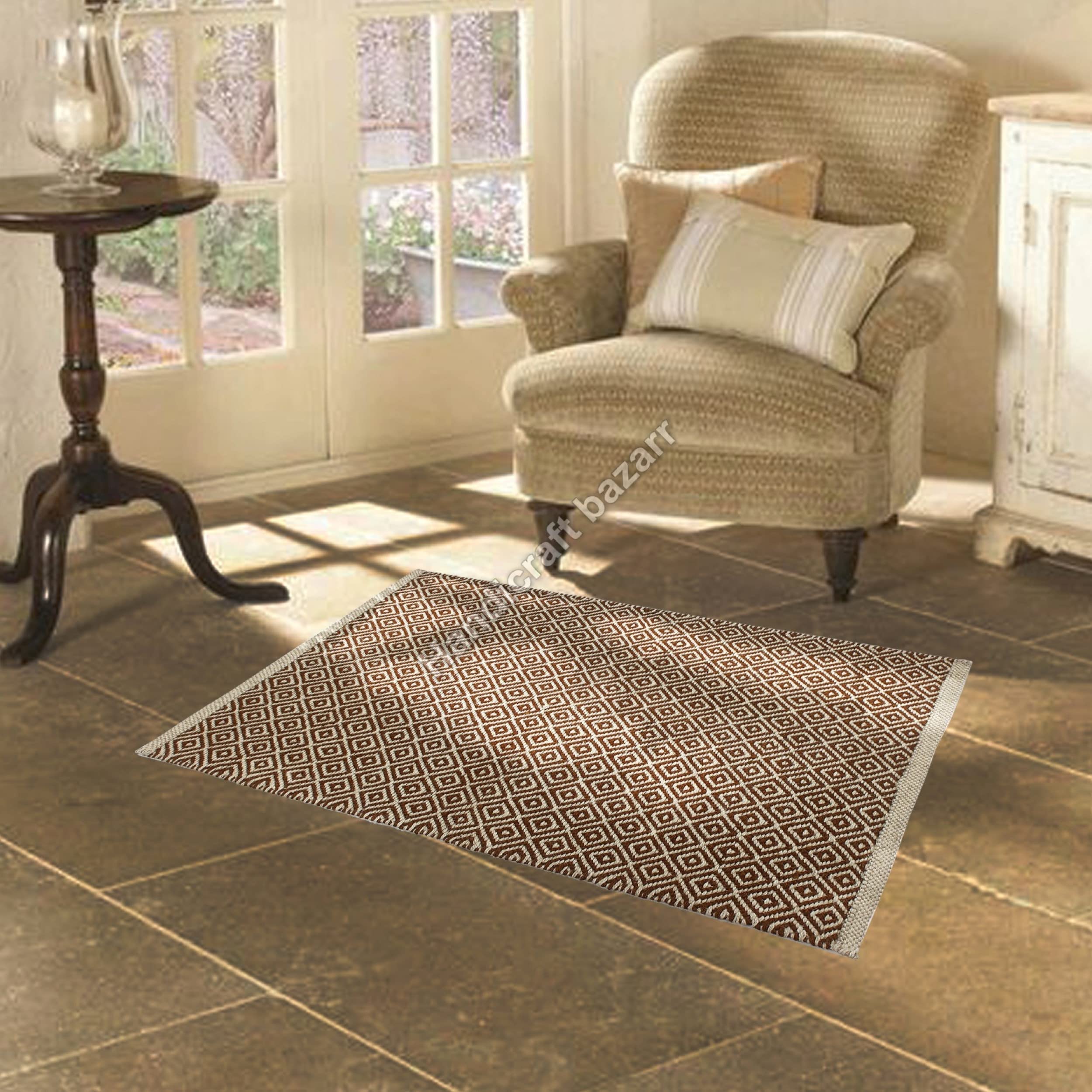 Handicraft Bazarr Jute Hamper Reversible Rug Dhurrie Throw Rug Floor Runner 2x3 Feet Living Room Rug Traditional Mat