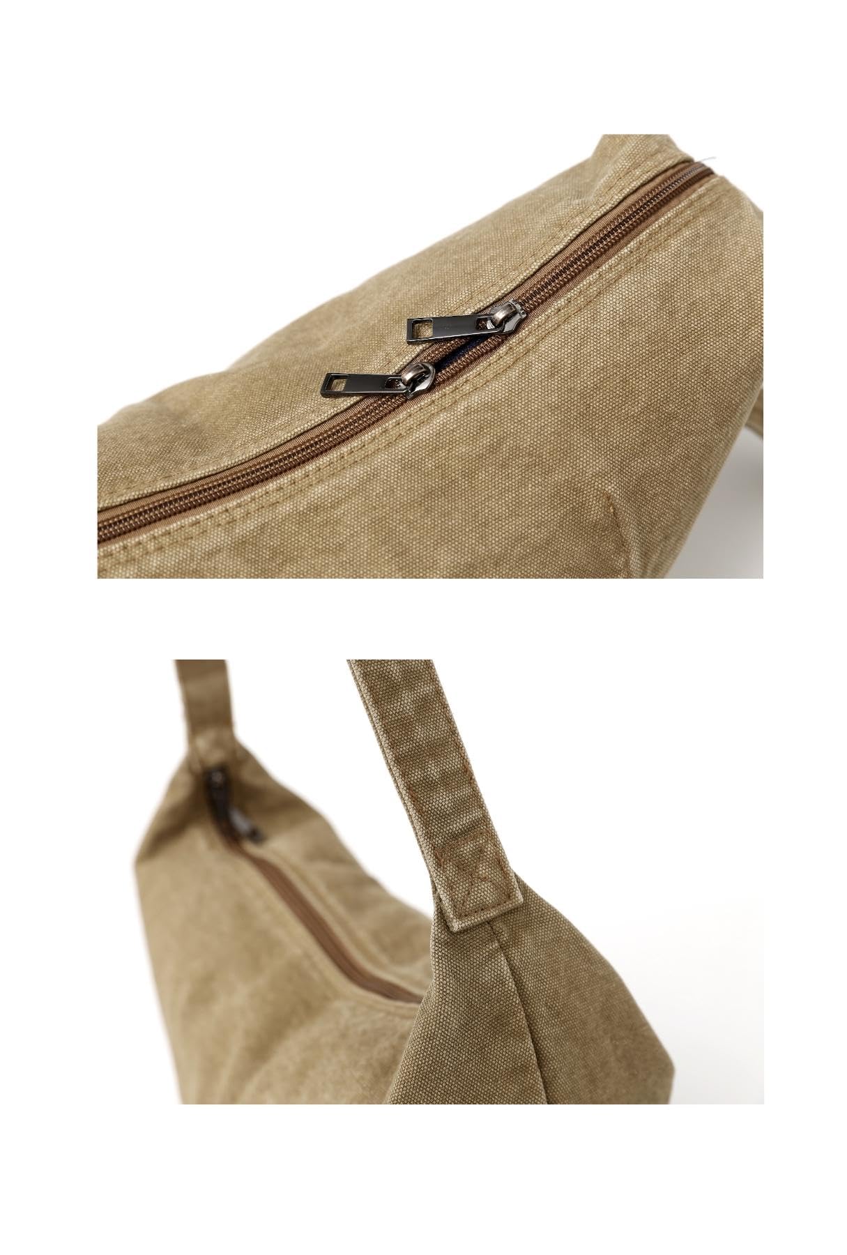 Jeelow Heavy Duty Canvas Tote Shoulder Bag Purse Handbag For Women With Pockets For Men Women (Medium Brown)