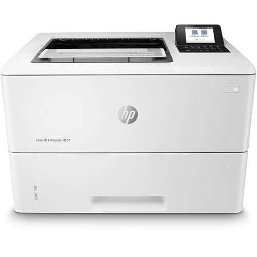 Hewlett Packard Laserjet Enterprise M507dn Monochrome Printer (1PV87A) with Power Strip Surge Protector and Electronics Basket Microfiber Cleaning Cloth