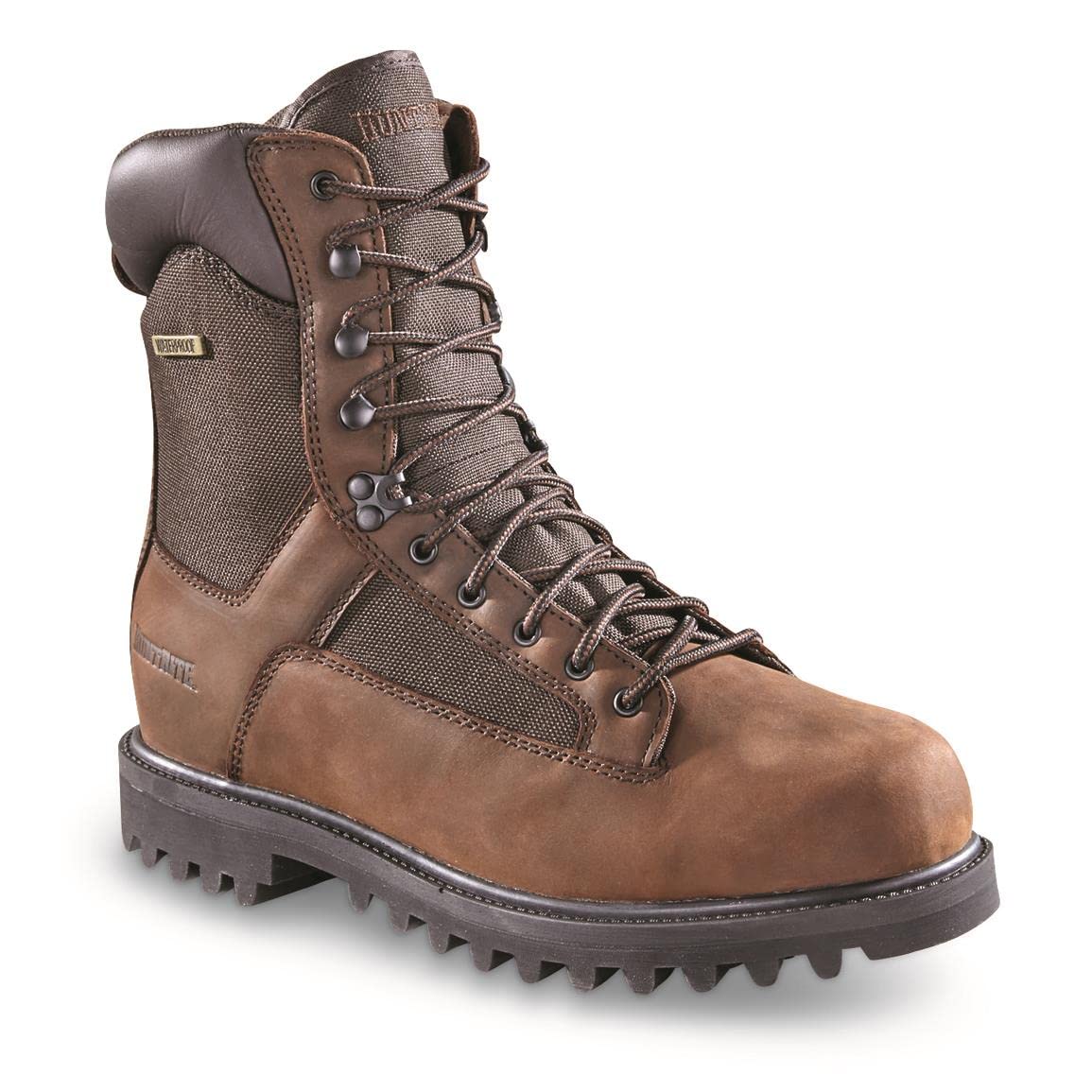 HUNTRITE Men's Insulated Waterproof Hunting Boots Non-Slip Shoes, 800-gram Brown 10.5D (Medium)