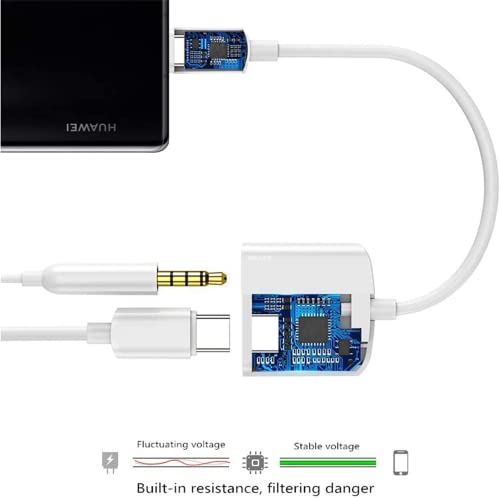 USB C to 3.5mm Headphone and Charger Adapter,2 in 1 USB C to Aux Audio Jack with PD Fast Charging Dongle Cable Cord,Compatible Galaxy S22/S21/S20/S20+ Ultra,Note 20/10,Pixel 6/5/4/3 XL [White]