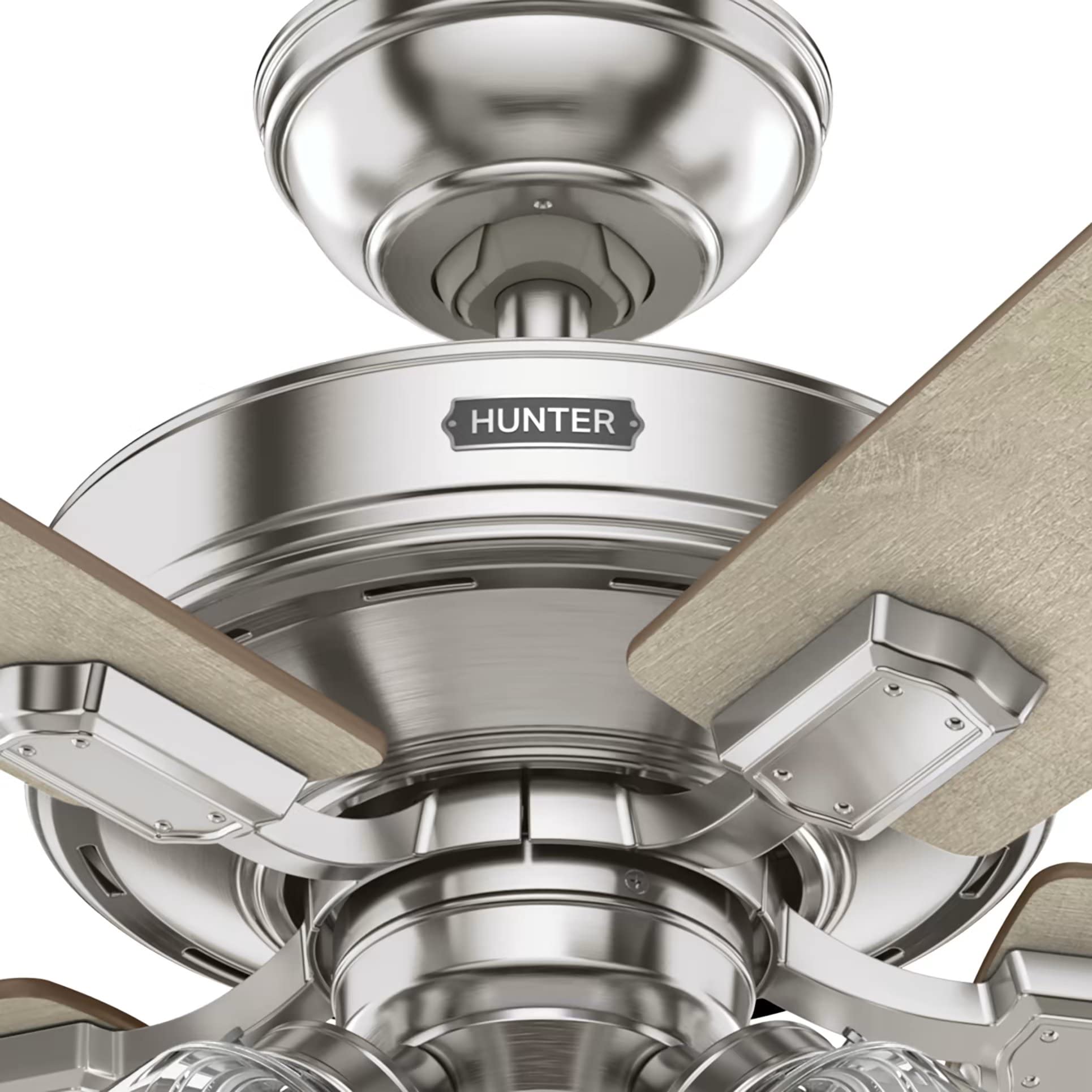 Hunter Fan 52 Inch Casual Brushed Nickel Finish Indoor Ceiling Fan With LED Light Kit and Remote Control (Renewed)