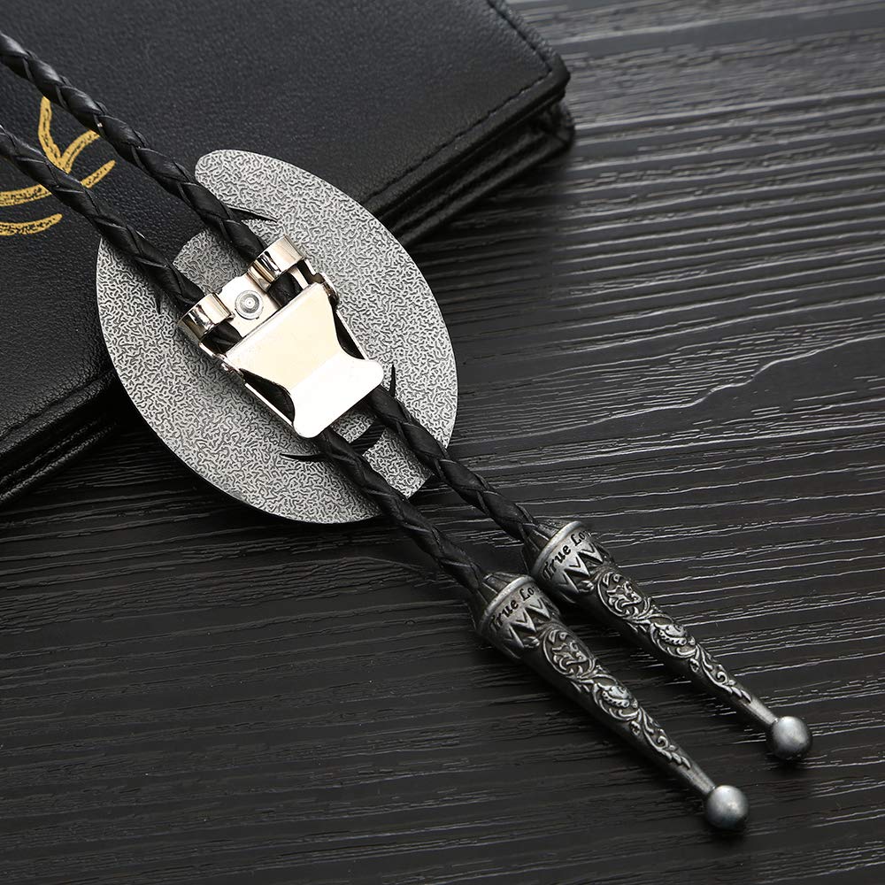 HUABOLA CALYN Vintage Bolo Tie for Men- Initial Letter ABCDMJR to Z Western Cowboy Bolo Tie for Women (B)