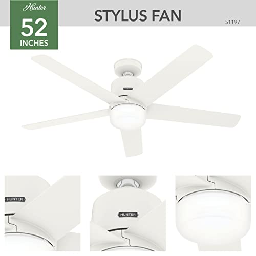 Hunter Fan Company 51197 Stylus Ceiling Fan, 52, Matte White