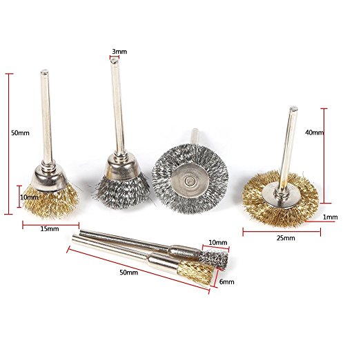 Rocaris 36Pcs Brass Steel Wire Brush Polishing Wheels Full kit for Rotary Tools