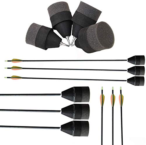 JTao-tec 6 /10pcs Soft Sponge Arrow Head Foam Shooting Arrowhead Game Practice Tips for Archery Bow CS Shooting Black (6pcs)