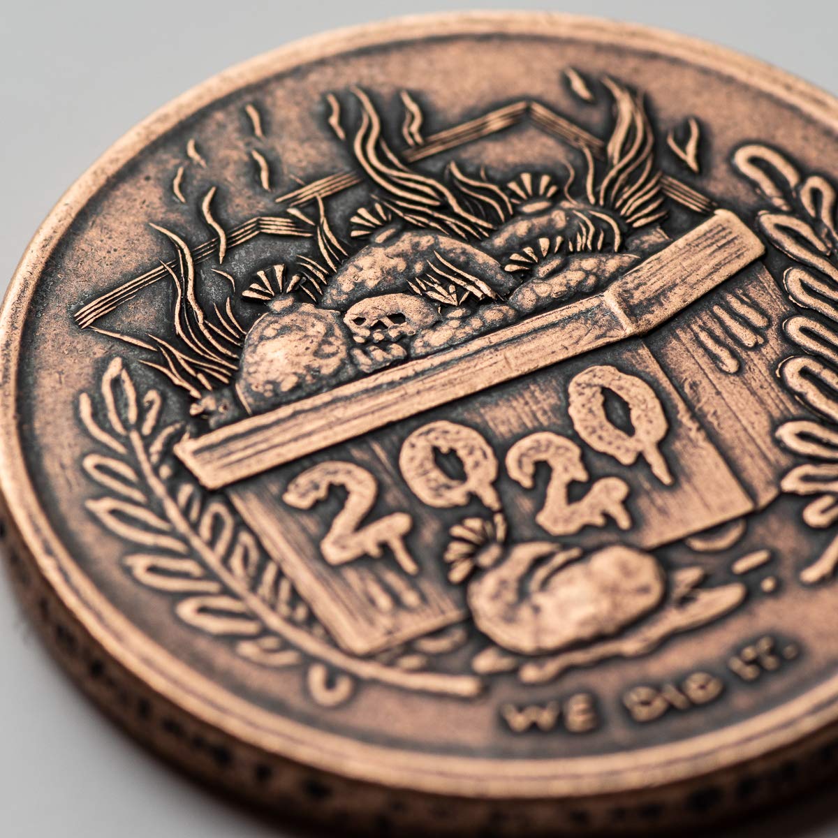 I Survived 2020 Copper Coin - Dumpster Fire Reminder Token