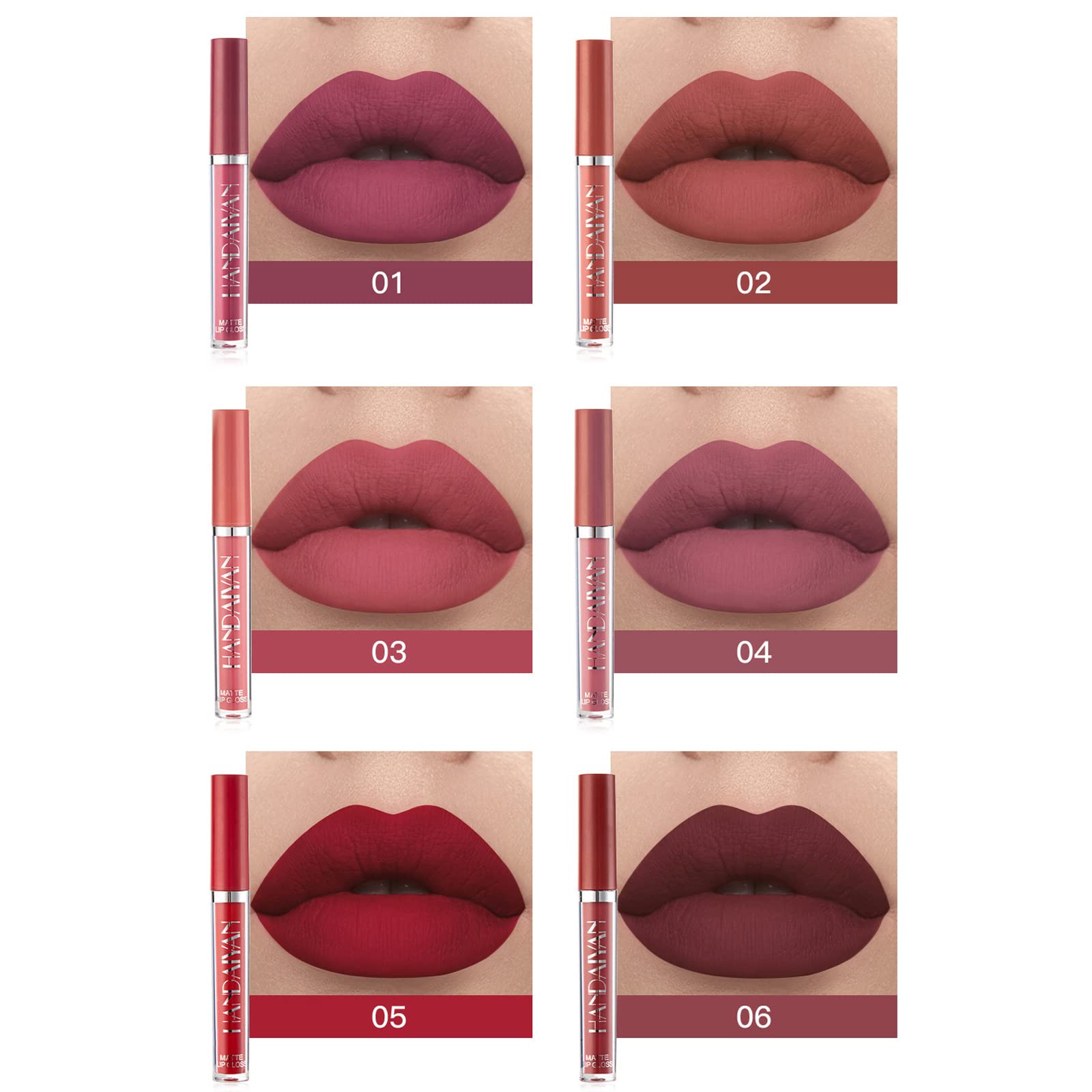 Rechoo Matte Liquid Lipstick Set, 6 Pcs Superstay Mate Ink Waterproof Lip Gloss Beauty Lips Makeup Set (B-New 6 Color)