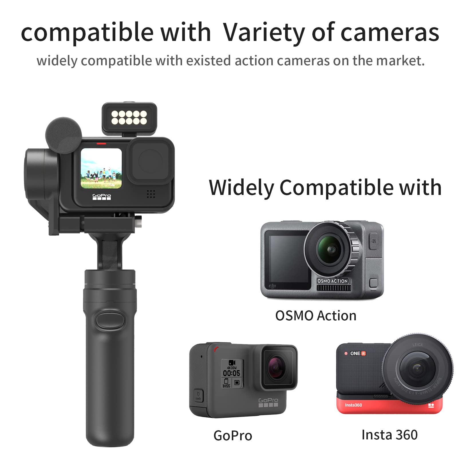 INKEE Falcon Plus Handheld Gimbal Stabilizer Anti-Shake with Tripod Vertical/Horizontal Time-Lapse Shooting Compatible for GoPro11/10/9/8/7/6/5,Insta360,One R,OSMO Action