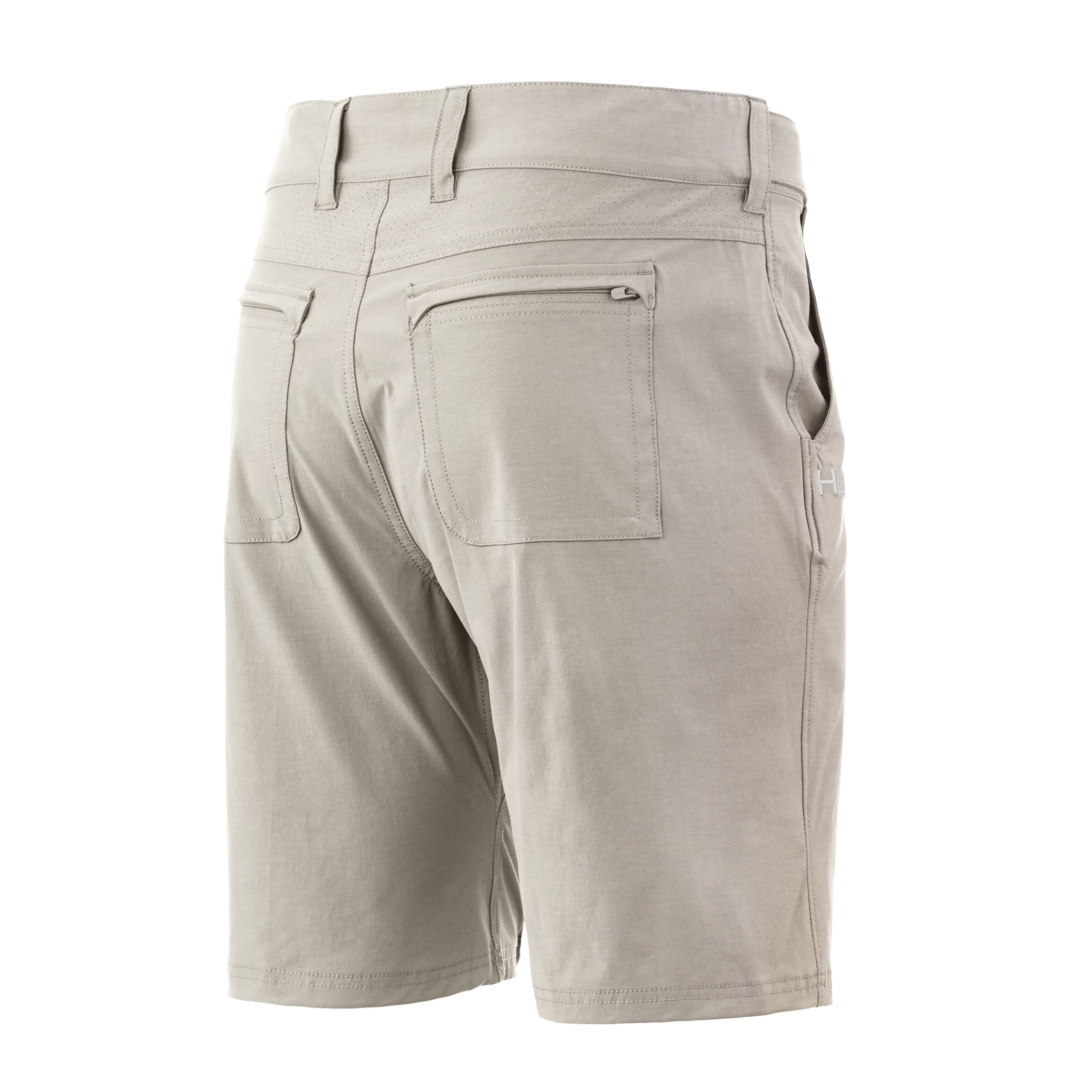 Huk Men's Standard Next Level Quick-Drying Performance Fishing Shorts, Bone-10.5", Large