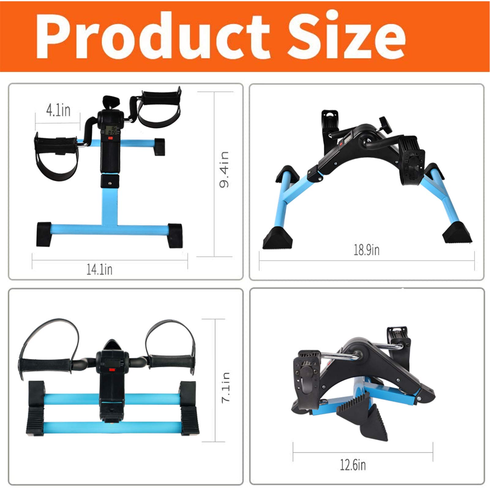 IPKIG Under Desk Bike Pedal Exerciser for Arm/Leg Fitness Folding Mini Exercise Bike Portable Home Desk Cycle (Blue)
