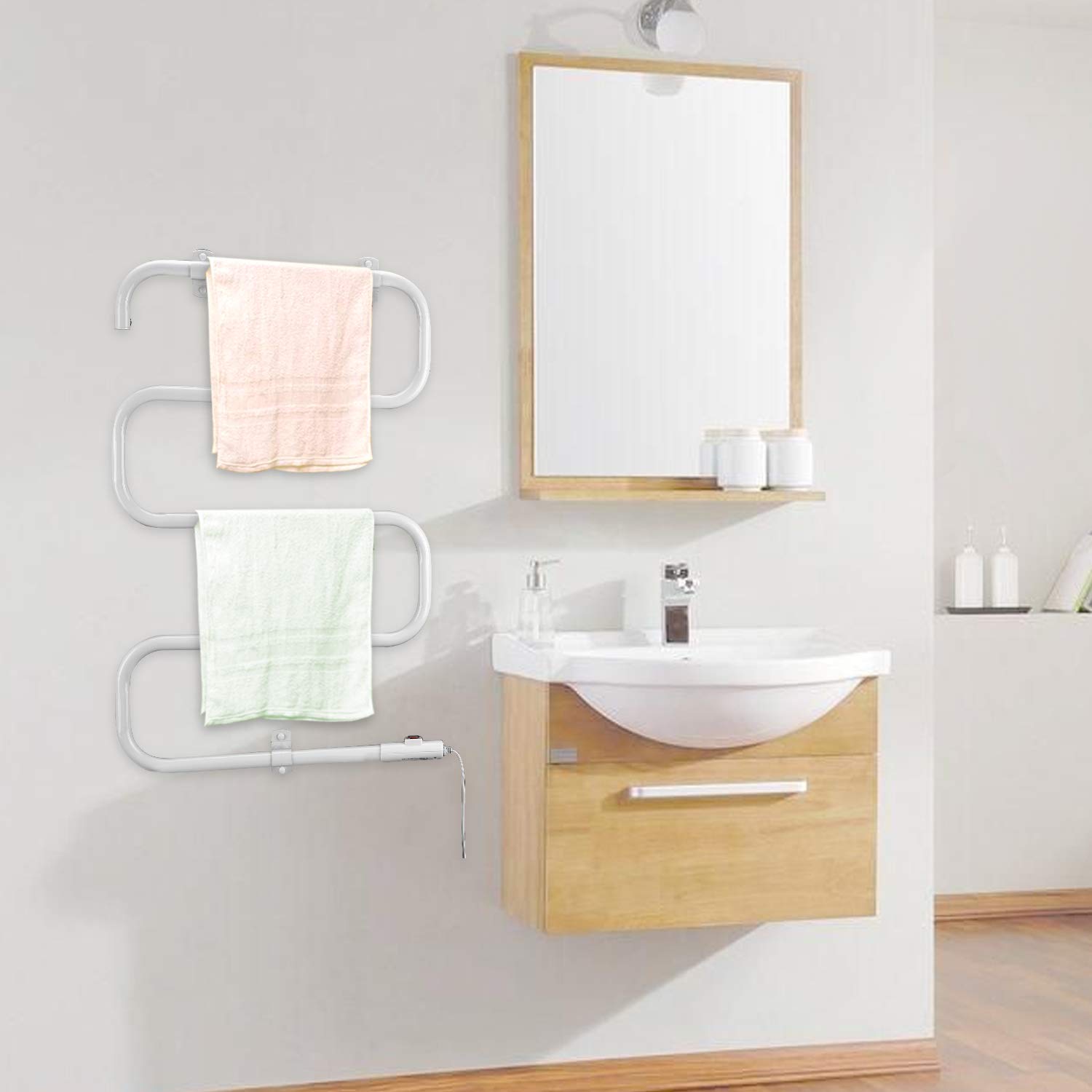 Homeleader Towel Warmer and Heated Towel Rack for Bathroom, 20.87'' x 2.36'' x 36.61'' White