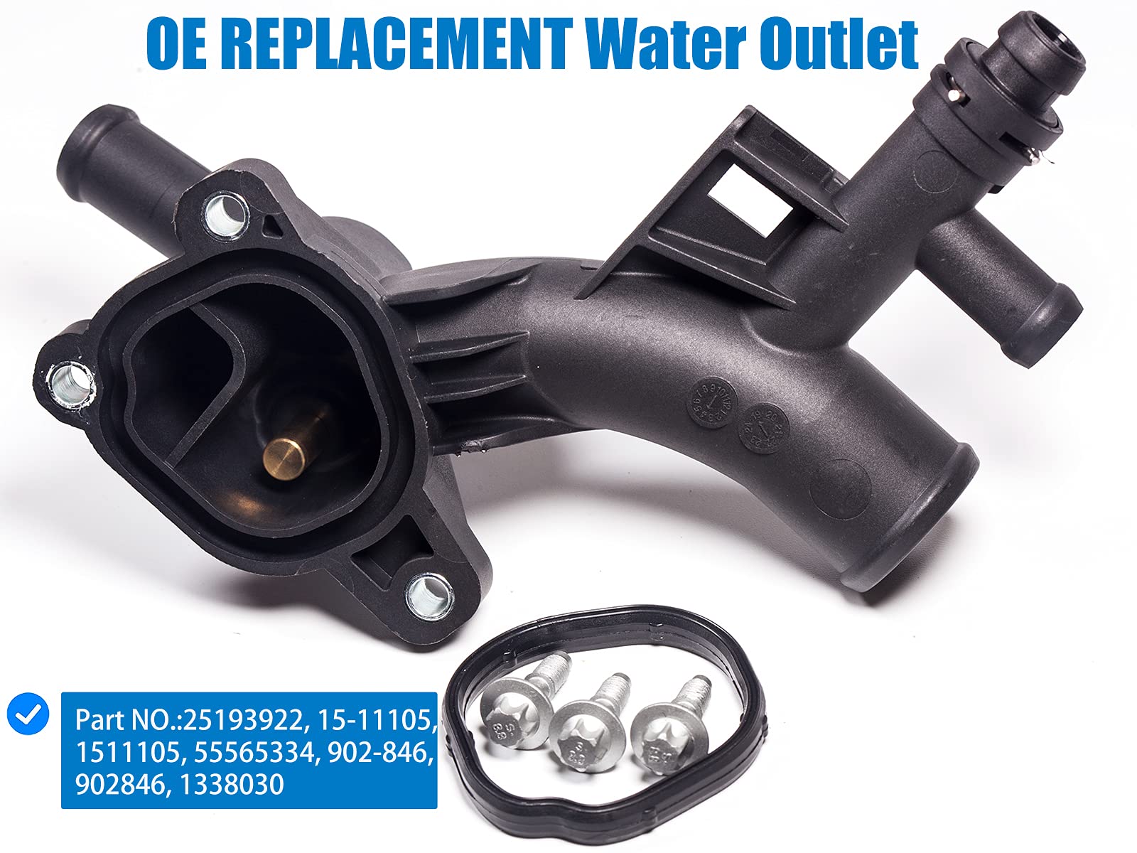 JSDAN 902-846 25193922 Compatiable With 2011 2012 2013 2014 2015 2016 Chevy Cruze Water Outlet 1.4L 11 12 13 14 15 16 Sonic Trax Buick Encore Engine GM Replace 55565334 902846 15-11105