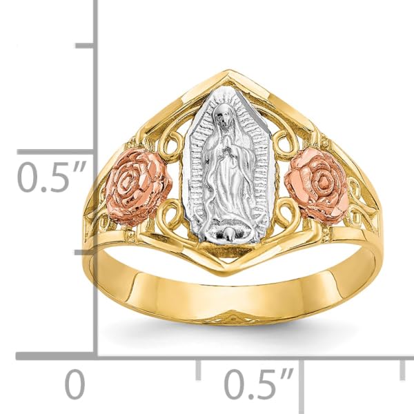 IceCarats 10K Two Tone Gold Our Lady of Guadalupe Ring Size 6