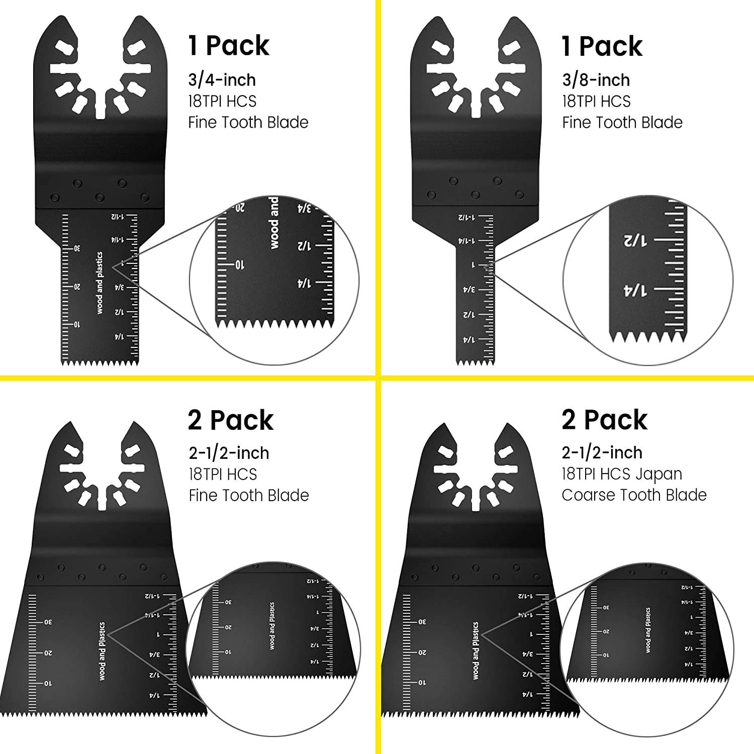 HOTBEST 68 Pcs Universal Wood/Metal Oscillating Multi Tool Saw Blades Accessories Contain Multitool Blades & Sanding Pad/Sheet for Multimaster Porter Cable Black&Decker Bosch Craftsman etc