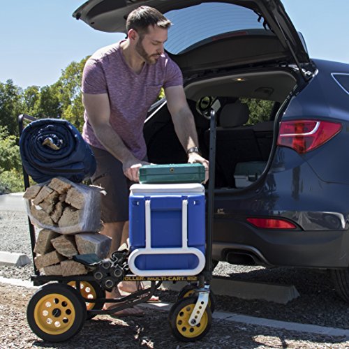 Rock-N-Roller R12RT (All Terrain) 8-in-1 Folding Multi-Cart/Hand Truck/Dolly/Platform Cart/34" to 52" Telescoping Frame/500 lbs. Load Capacity, Black