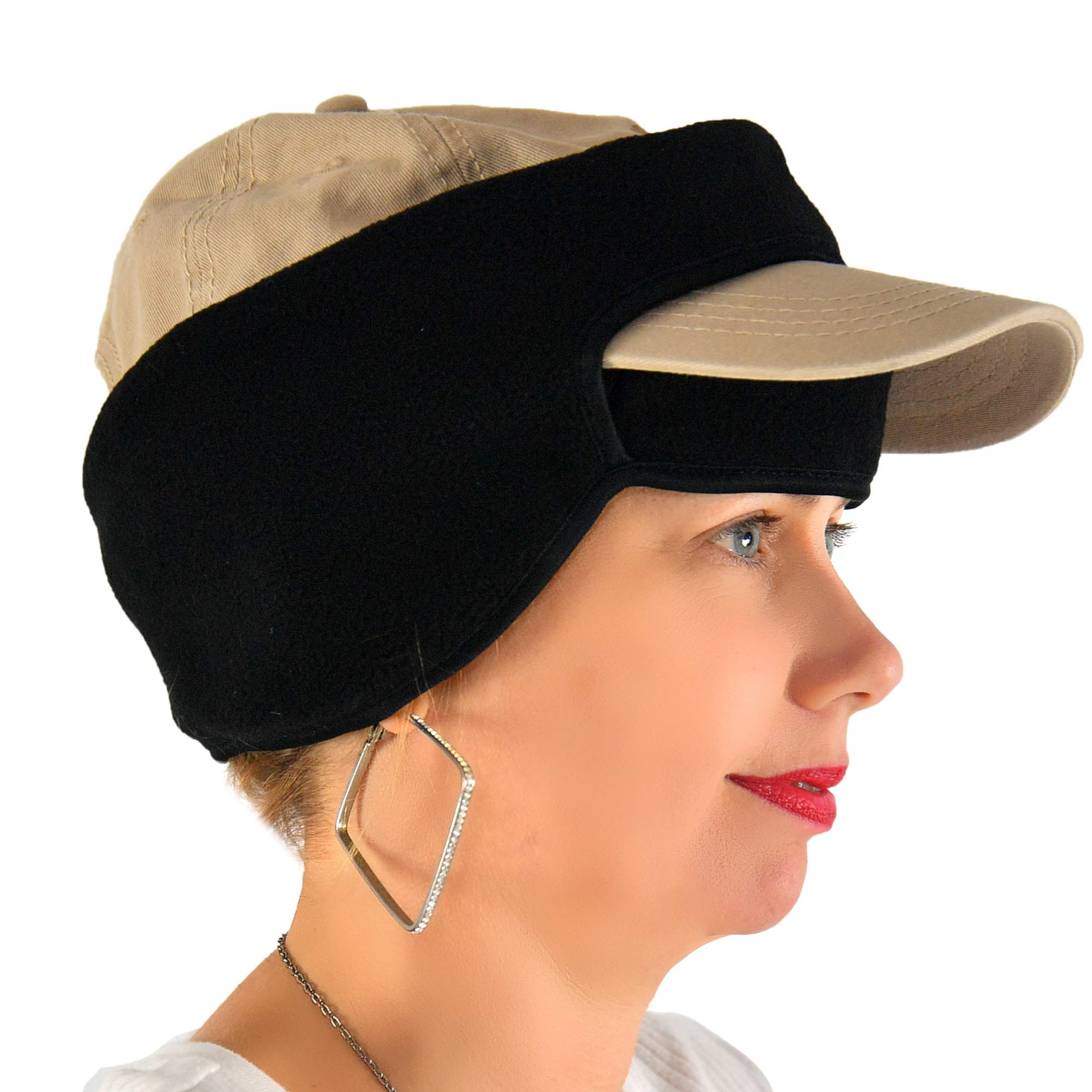 Home-X Windproof Fleece Cap Ear Band, Fleece Earmuffs for Winter Weather Protection, Ear Warmer Headband-Black