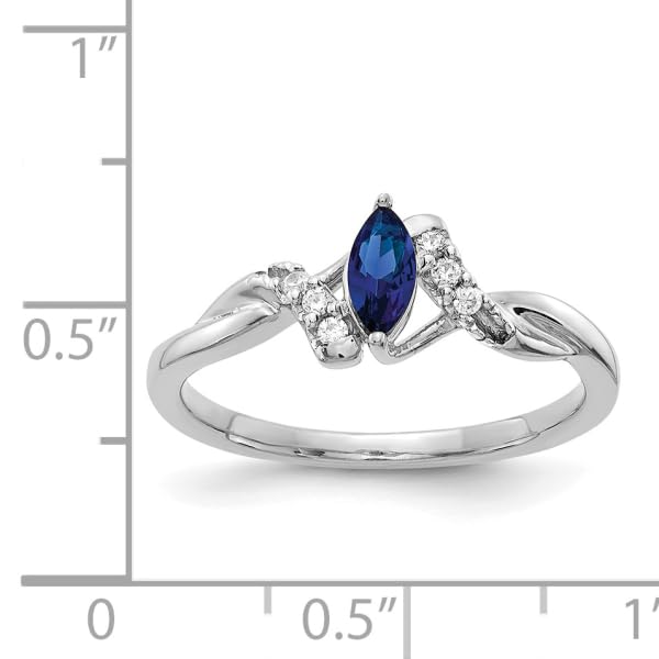 IceCarats 14K White Gold Diamond Marquise Blue Sapphire September Birthstone Ring Gemstone Band Size 7