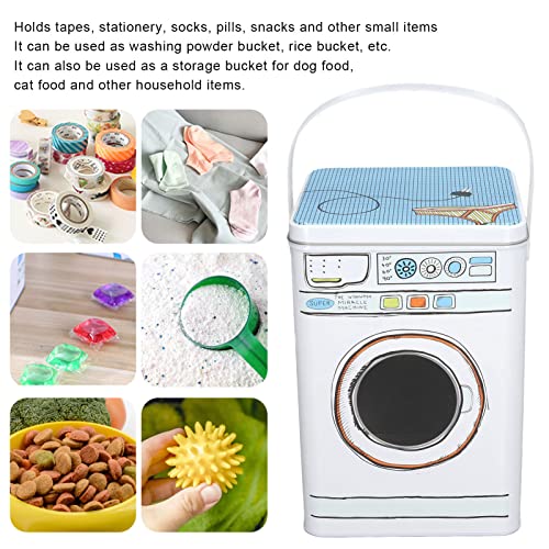 Washing Powder Container, Multifunctional Iron Material Cartoon Pattern Laundry Detergent Container Large Capacity with Lid for Storage