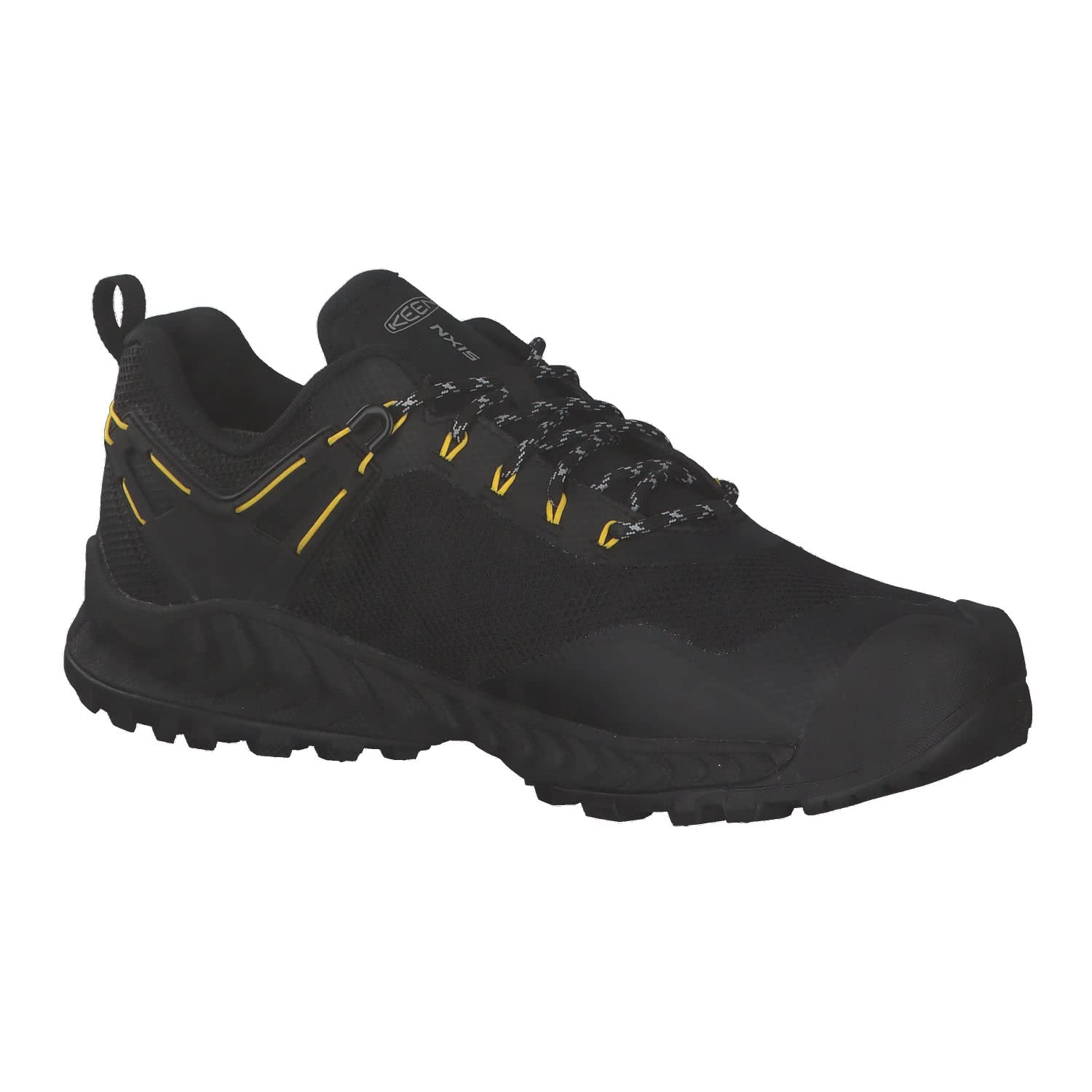 KEEN mens Nxis evo Waterproof fast Packing Hiking Shoe, Black/Keen Yellow, 11.5 US