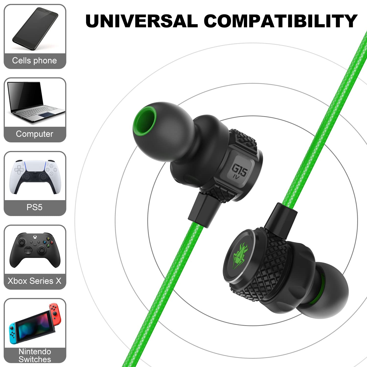 Innens Wired Earbuds in Ear Headphone with Mic and Volume Control for Gaming, 3.5MM Noise Cancelling Stereo Bass Gaming Earbuds for iPhone, Smartphone,Switch, PS4, Xbox One, iPad, PC