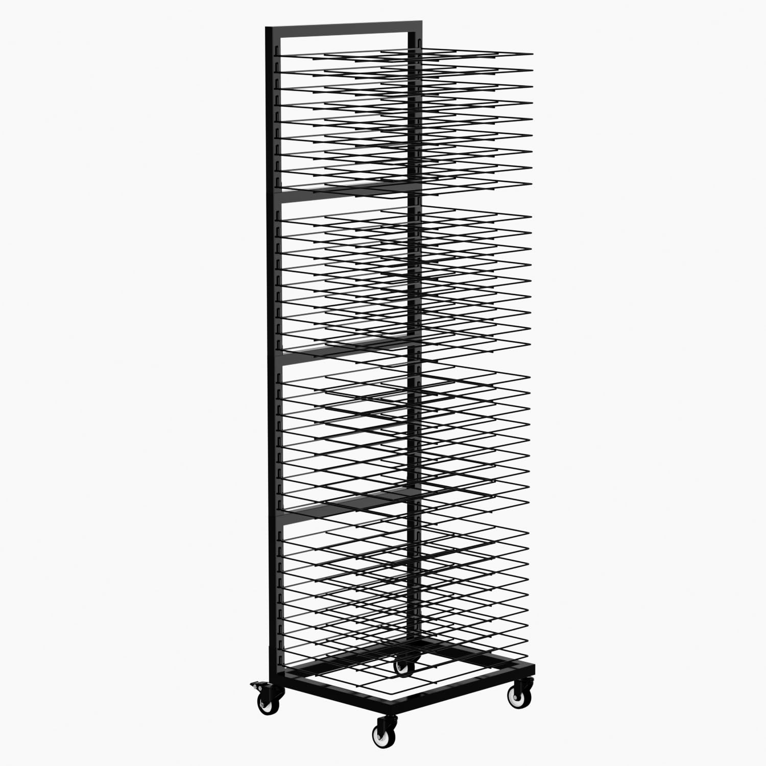 Tredre 36-Shelf Art Drying Rack with Lockable Wheels, Painting Drying Rack for Classroom, Art Studio, Canvas Rack Art Storage - Sturdy Steel Construction - 13 3/4" D x 17 1/2" W x 55 1/2" H, Black