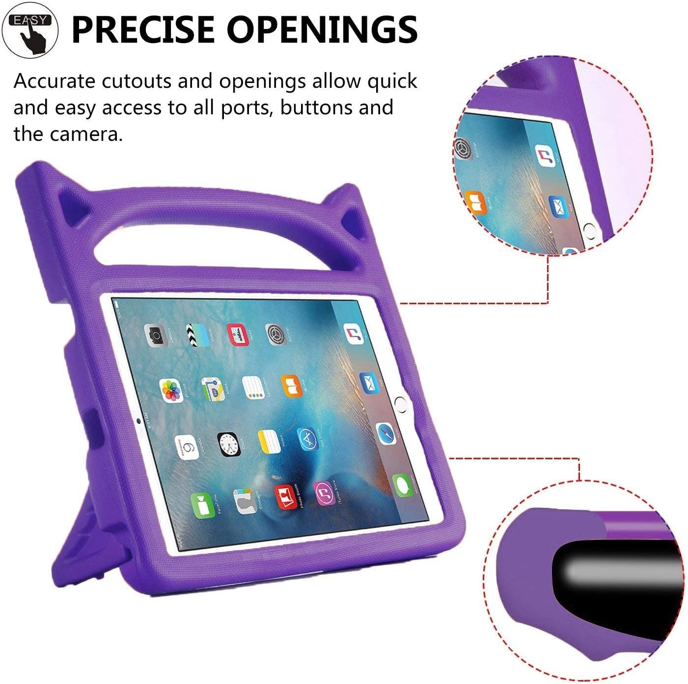 iPad Mini 6 Case for Kids : Safe Shockproof Protection for 8.3 inch Kid Proof + Ultra Lightweight + Comfort Grip Carrying Handle +Folding Stand-Purple