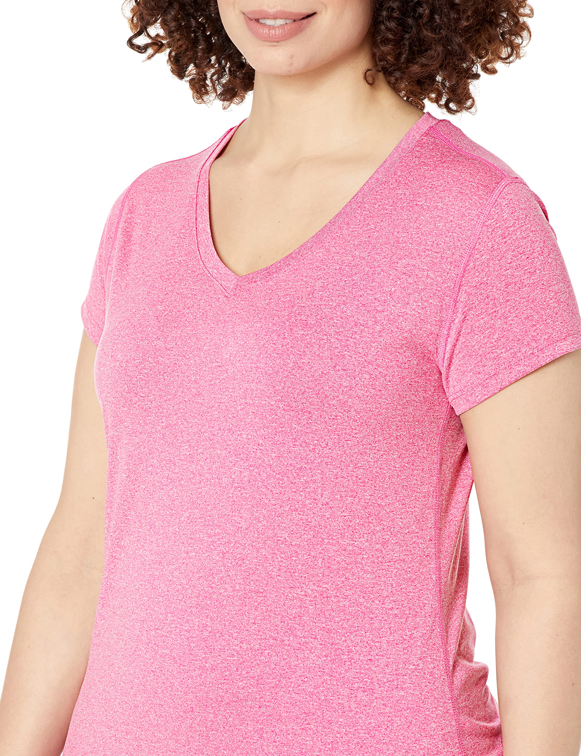 Hanes womens Sport Heathered Performance V-neck Tee Shirt, Amaranth Heather, Large US
