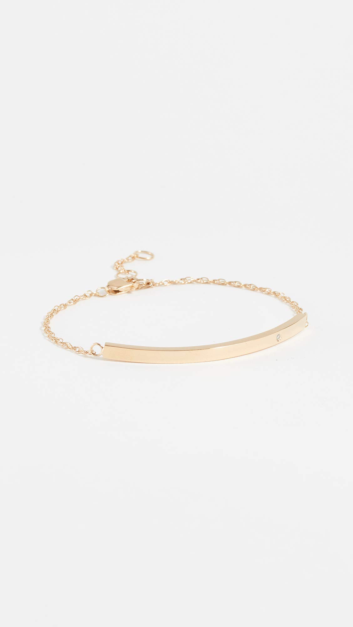 Jennifer Zeuner Jewelry Women's Horizontal Bar Bracelet with Diamond, Yellow Gold, One Size