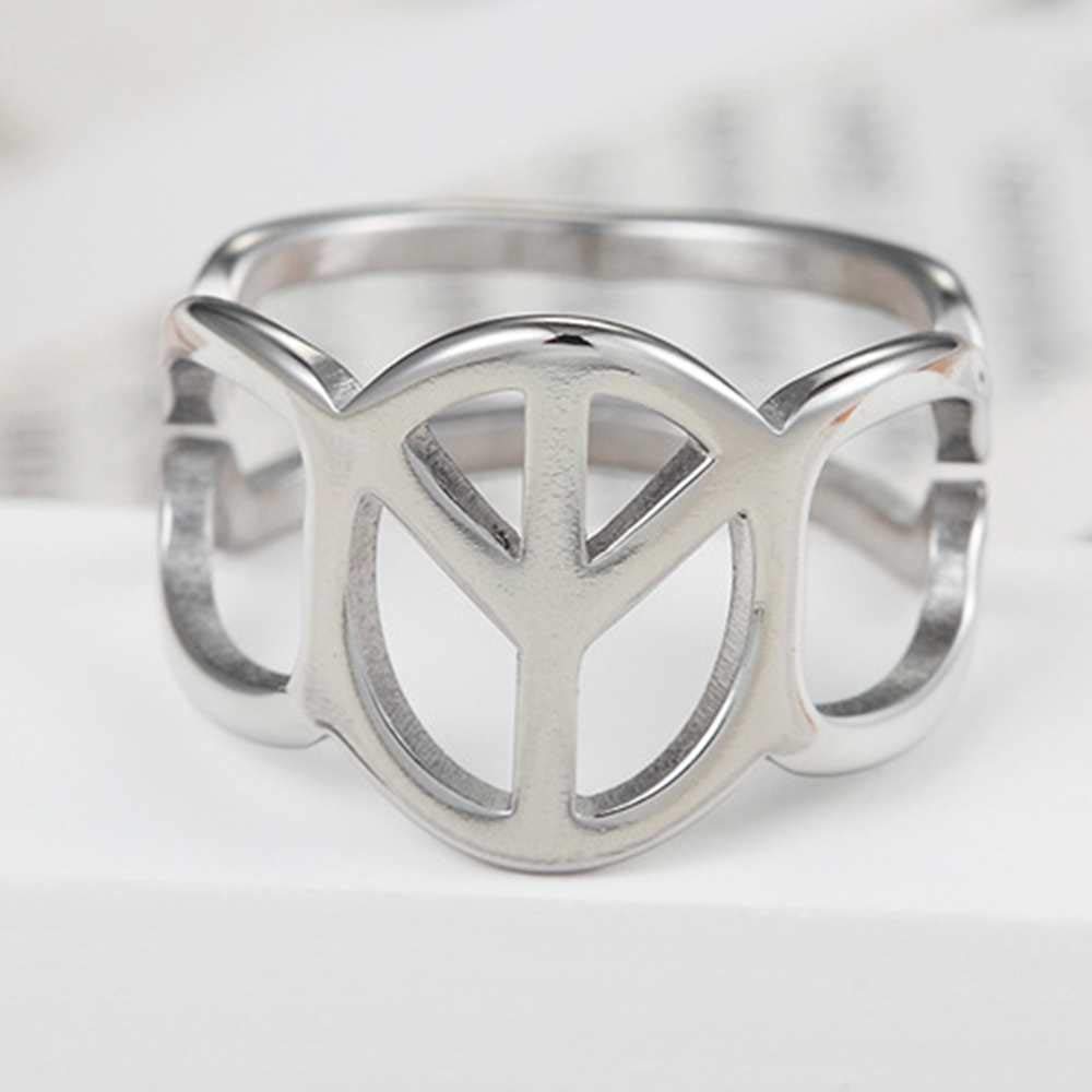 Jude Jewelers Stainless Steel World Peace Sign Emblem School Class Cocktail Party Graduation Ring (Silver, 11)