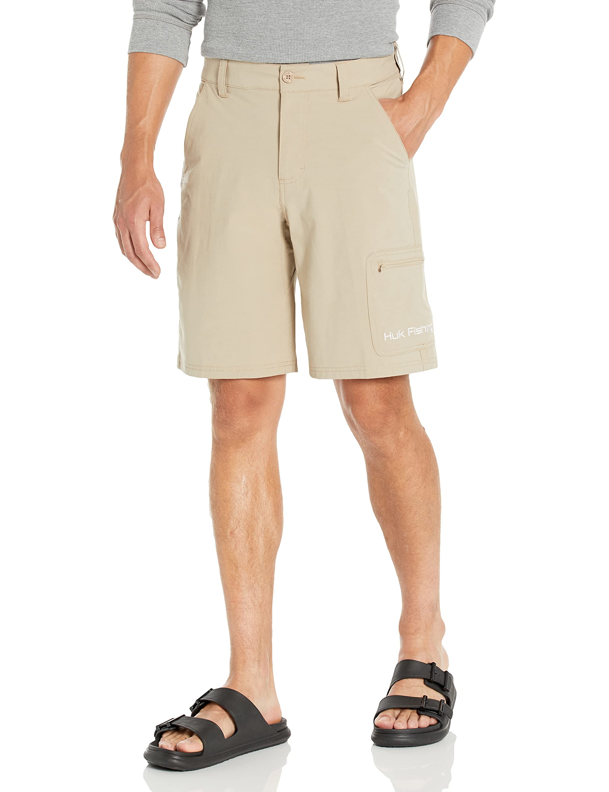 Huk Men's Standard Next Level Quick-Drying Performance Fishing Shorts, Braid-10.5", X-Large