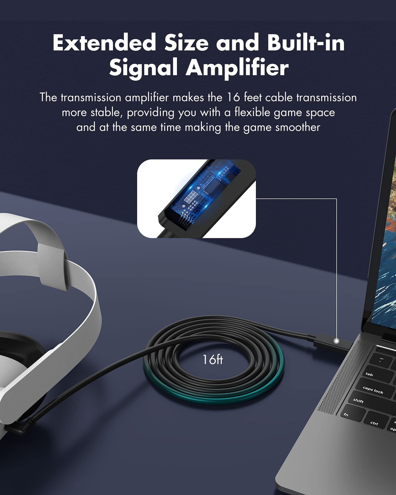 KIWI design USB C Cable 16 Feet/5 Meters and Fitness Facial Interface for Quest 2 Accessories